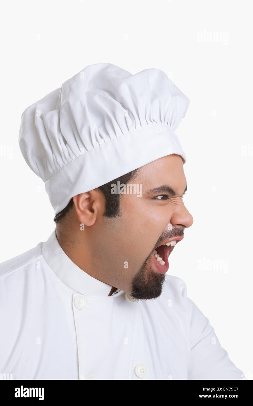 Side profile of chef angry Stock Photo - Alamy