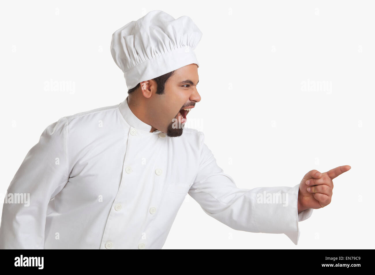 Side profile of chef angry Stock Photo - Alamy