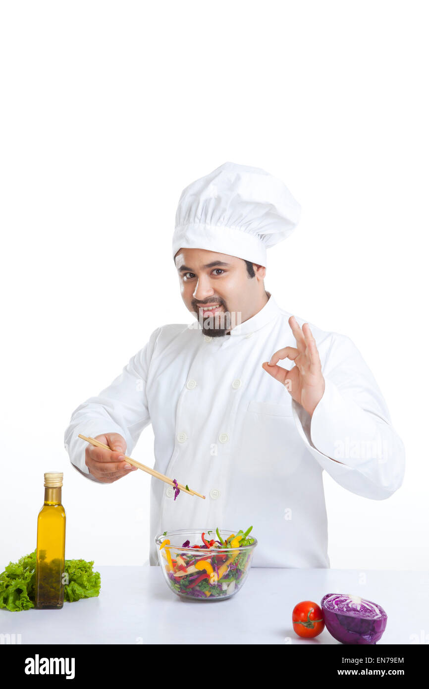 Portrait of chef giving ok hand gesture Stock Photo - Alamy