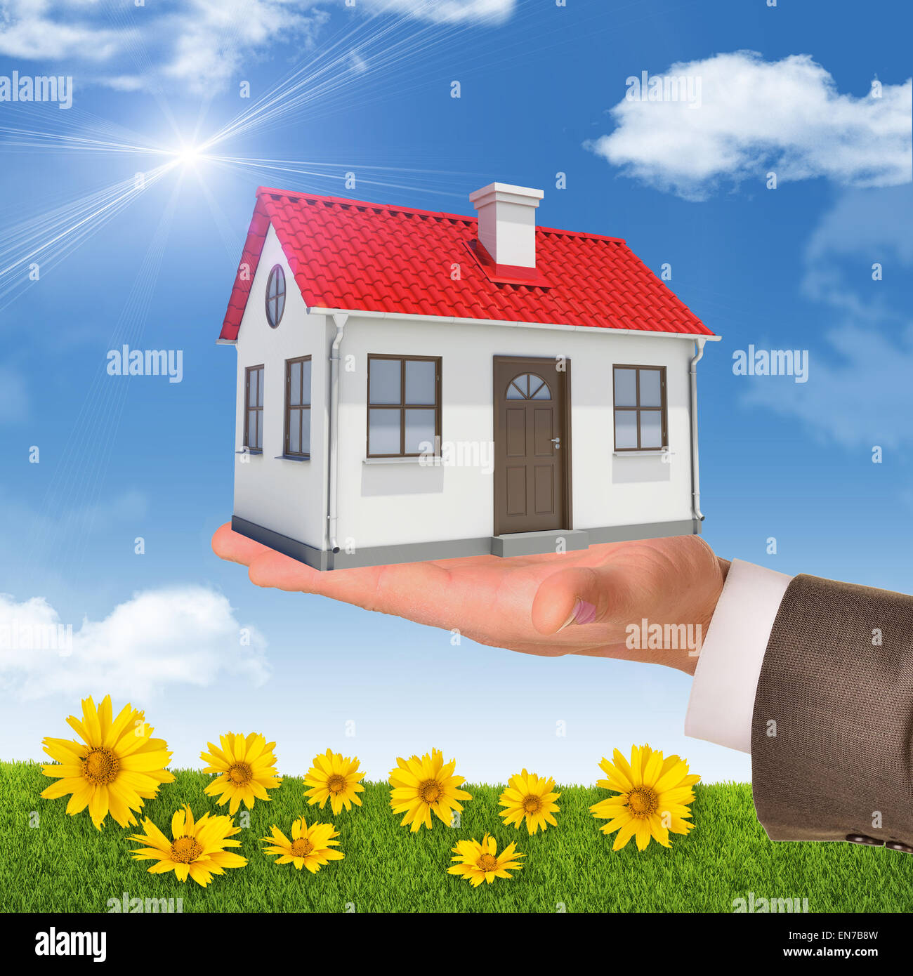 House in mans hand Stock Photo - Alamy