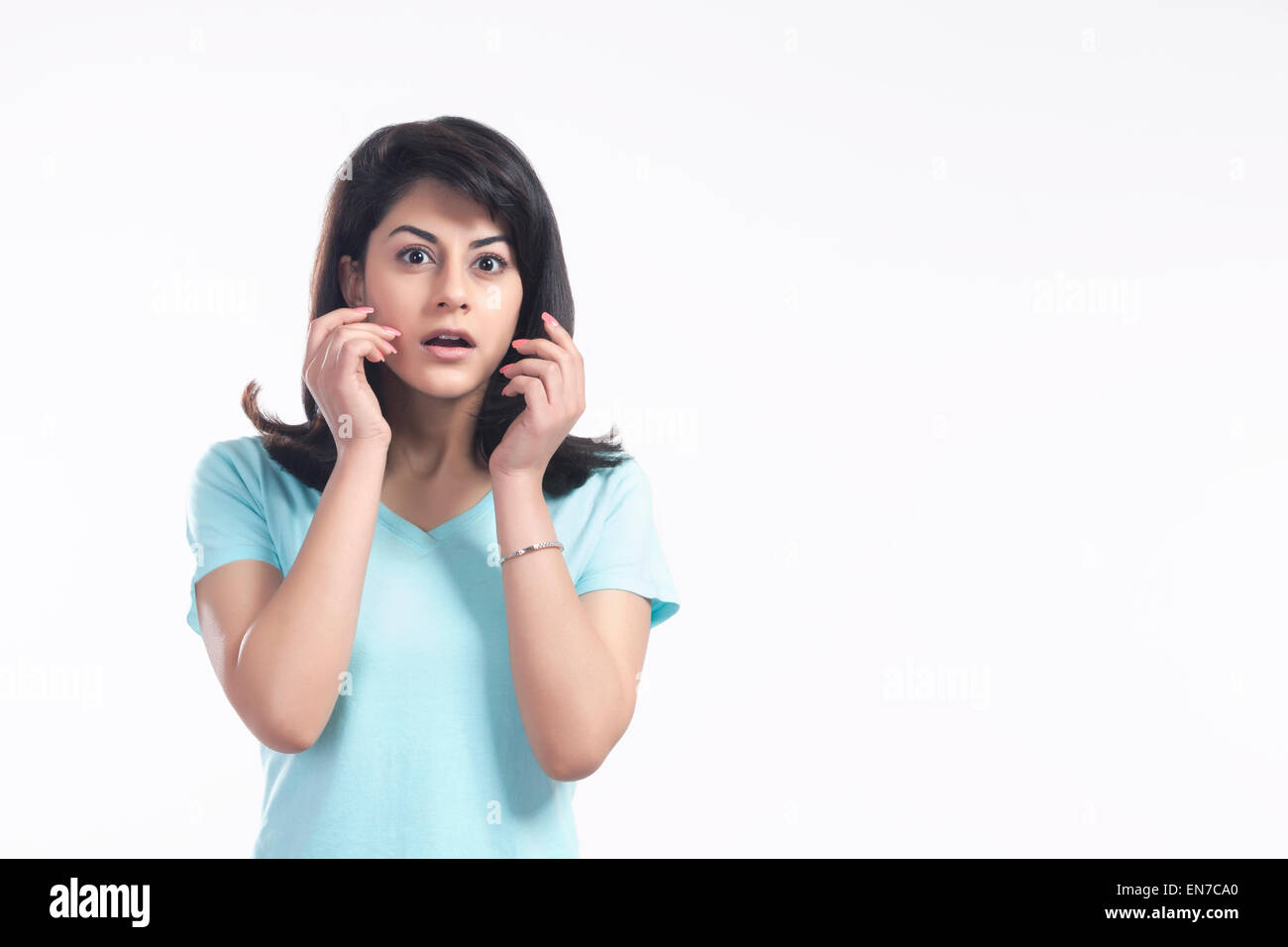 Portrait of a woman in shock Stock Photo - Alamy
