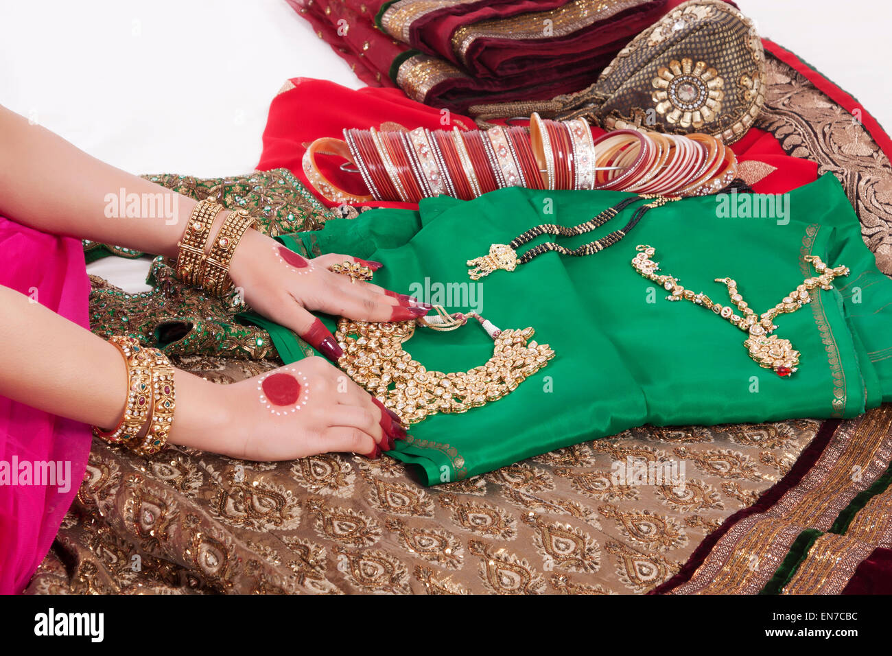 Close-up of jewelry , jewellery , bangles and wedding attire Stock ...