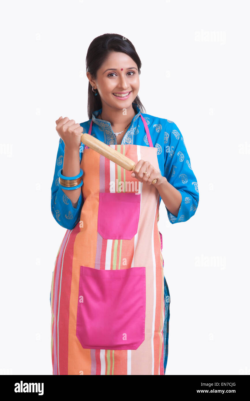 Portrait of a young WOMEN wearing an apron Stock Photo - Alamy