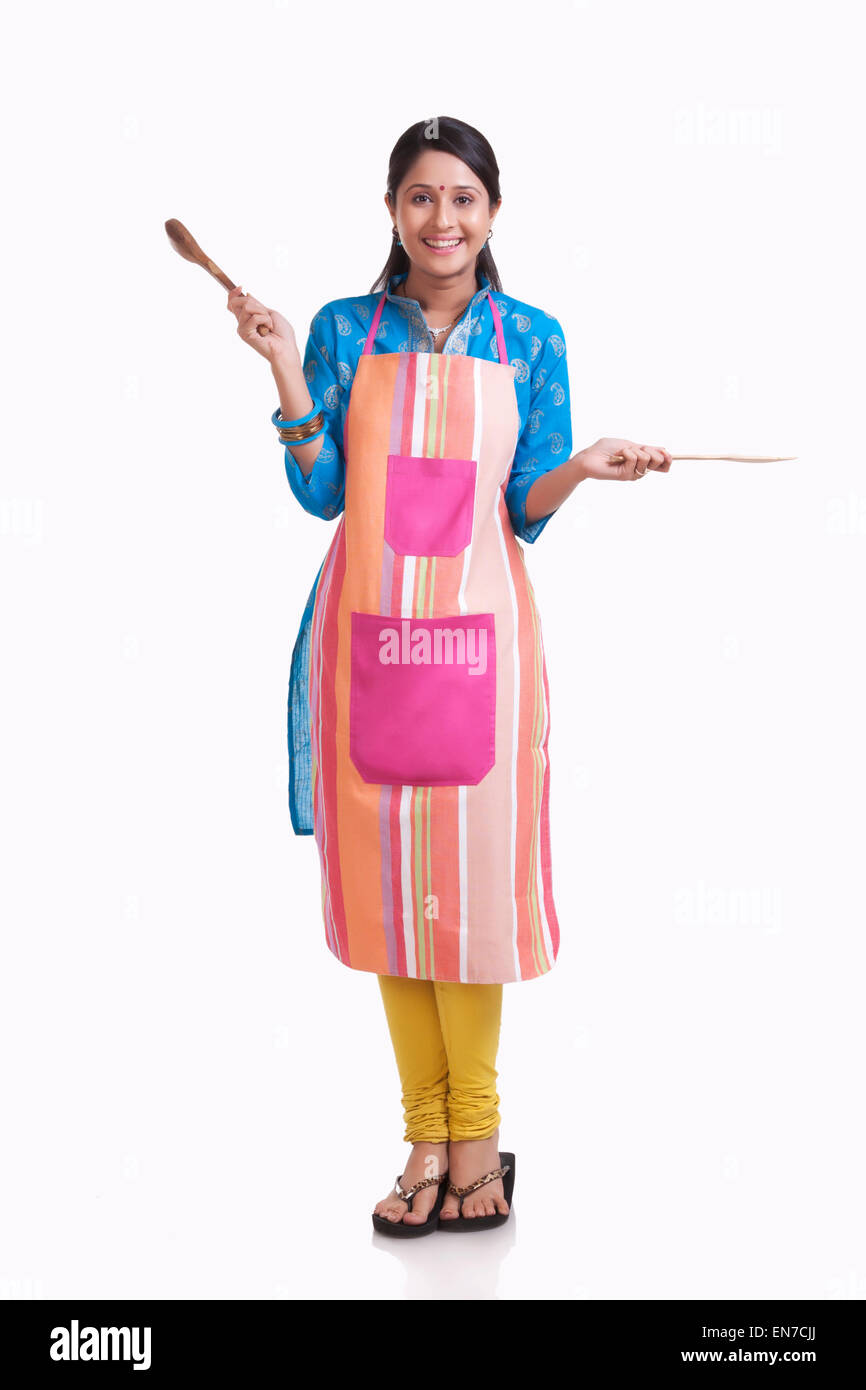 Portrait of a young WOMEN wearing an apron Stock Photo - Alamy
