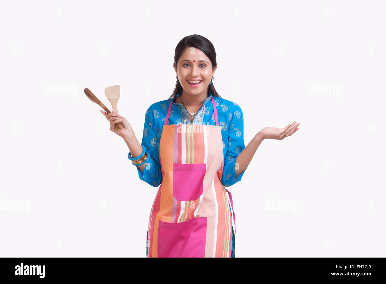 Portrait of a young WOMEN wearing an apron Stock Photo - Alamy