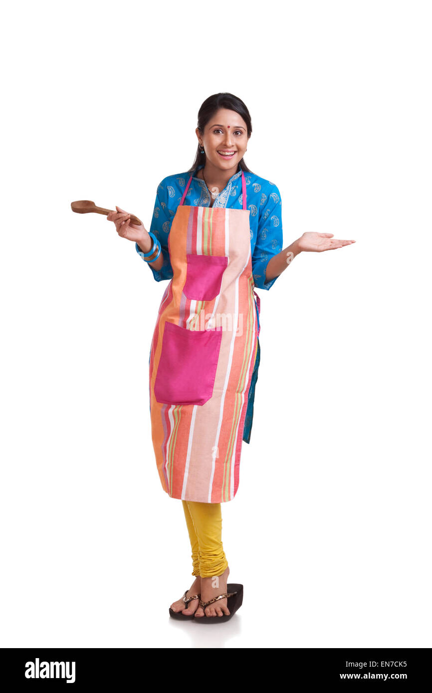 Portrait of a young WOMEN wearing an apron Stock Photo - Alamy