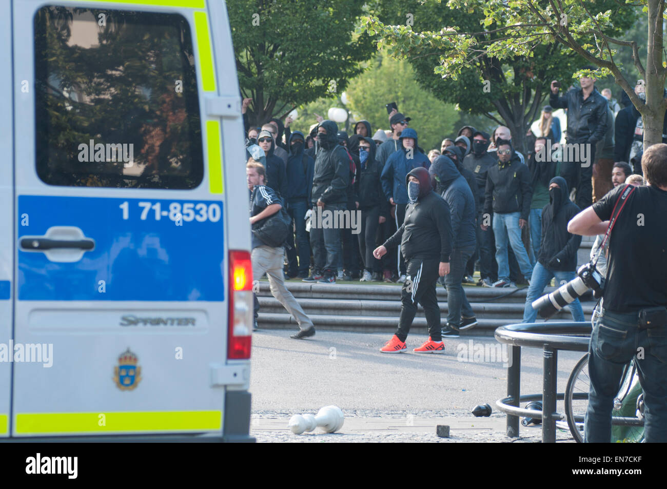 Stockholm, Sweden, August 30, 2014: Protests against Neo-Nazi ...