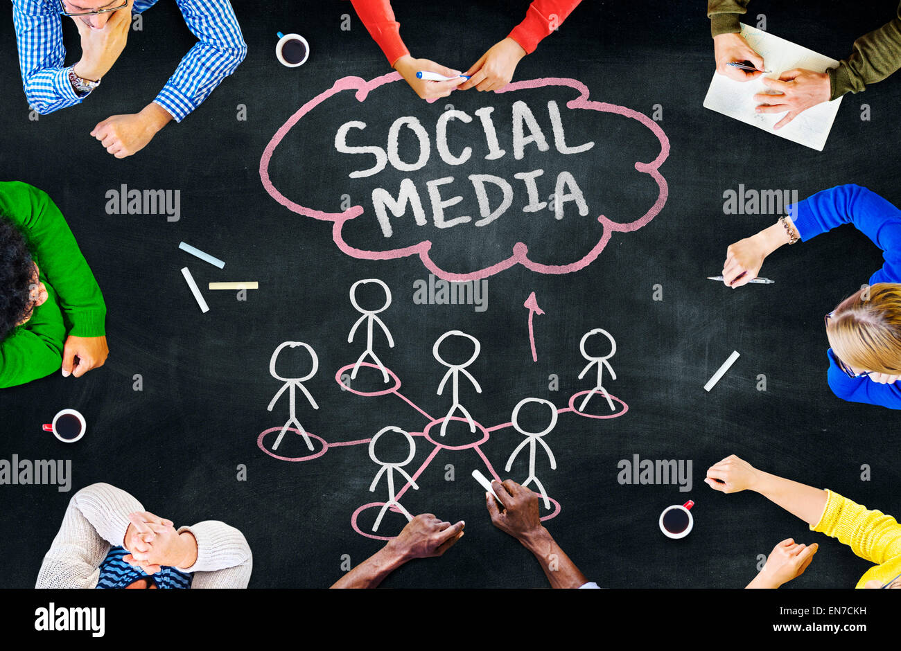 Group of People Discussing About Social Media Stock Photo - Alamy