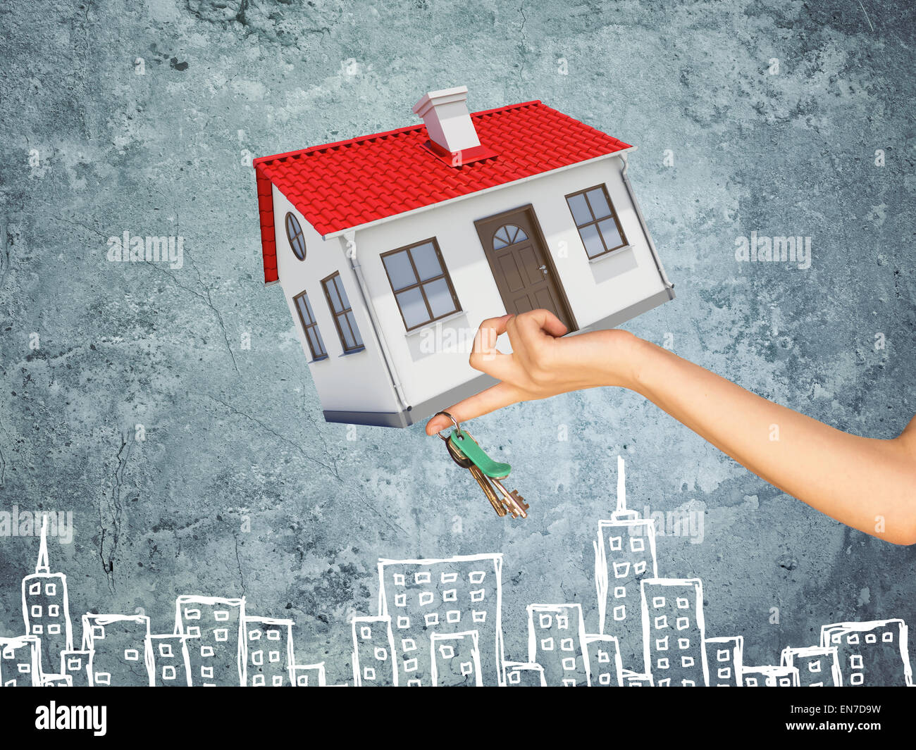 House and bunch of key on businesswomans hand Stock Photo - Alamy