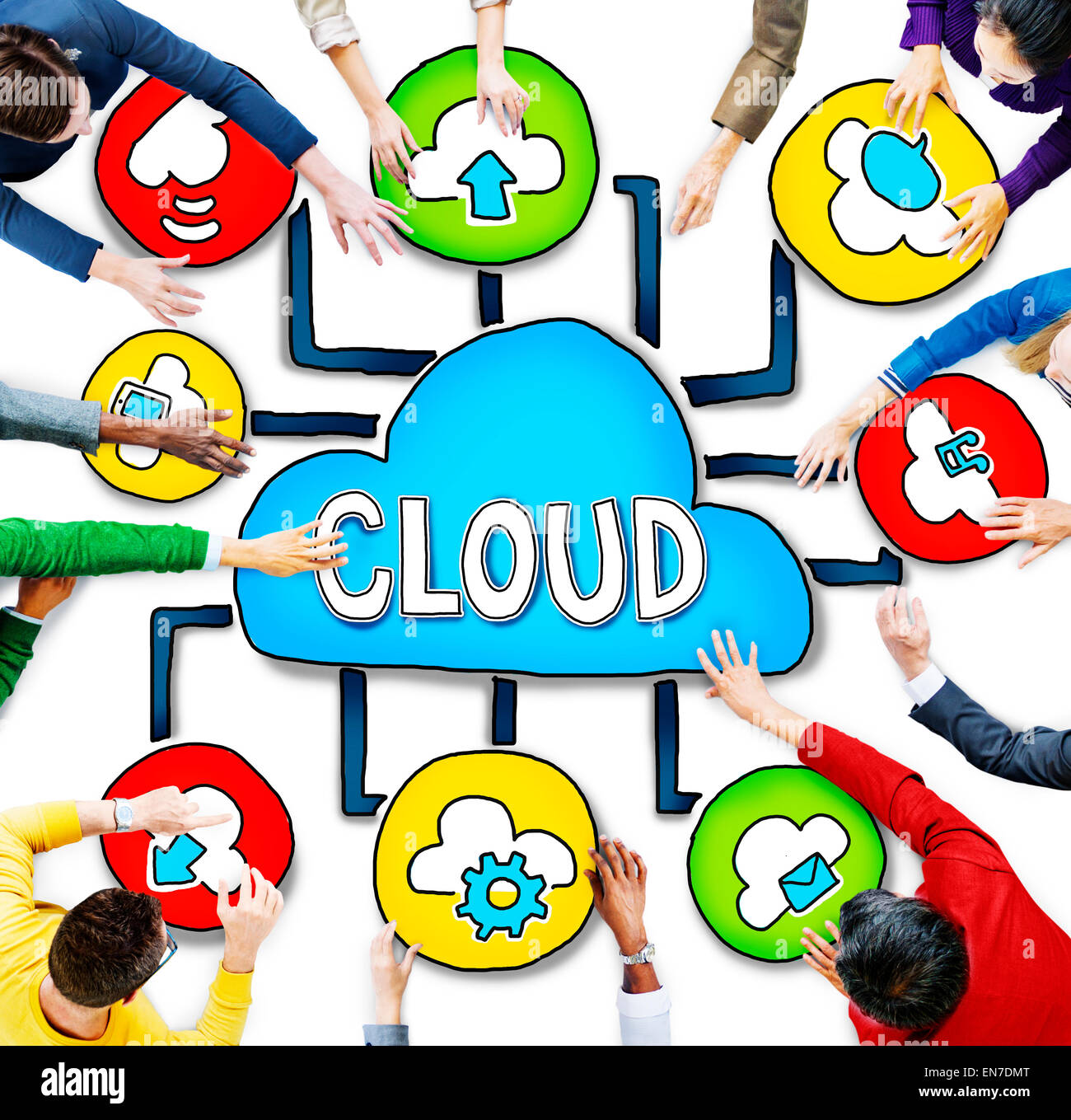 Aerial View of People and Cloud Computing Concepts Stock Photo - Alamy