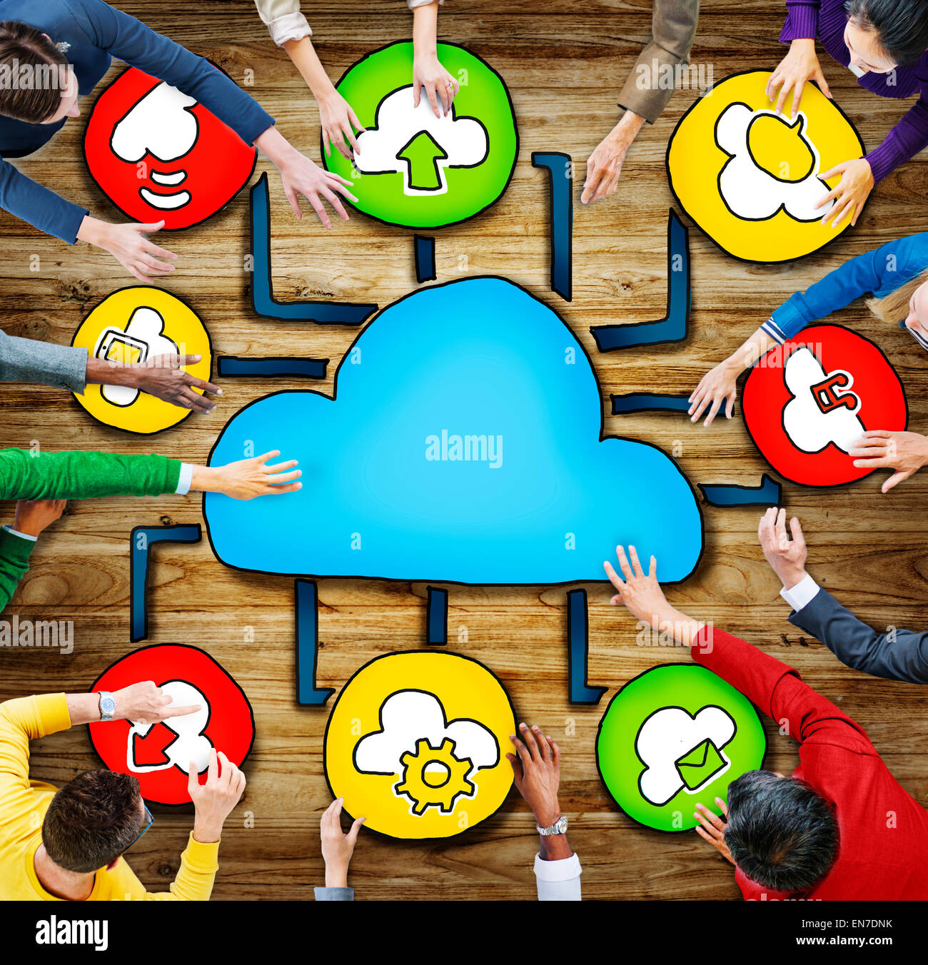 Aerial View of People and Cloud Computing Concepts Stock Photo - Alamy