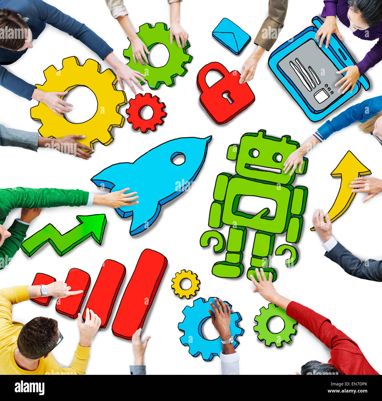 Aerial View of People and Technology Concepts Stock Photo - Alamy