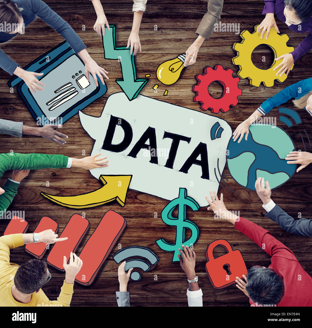 Group of People Around Word DATA Stock Photo - Alamy