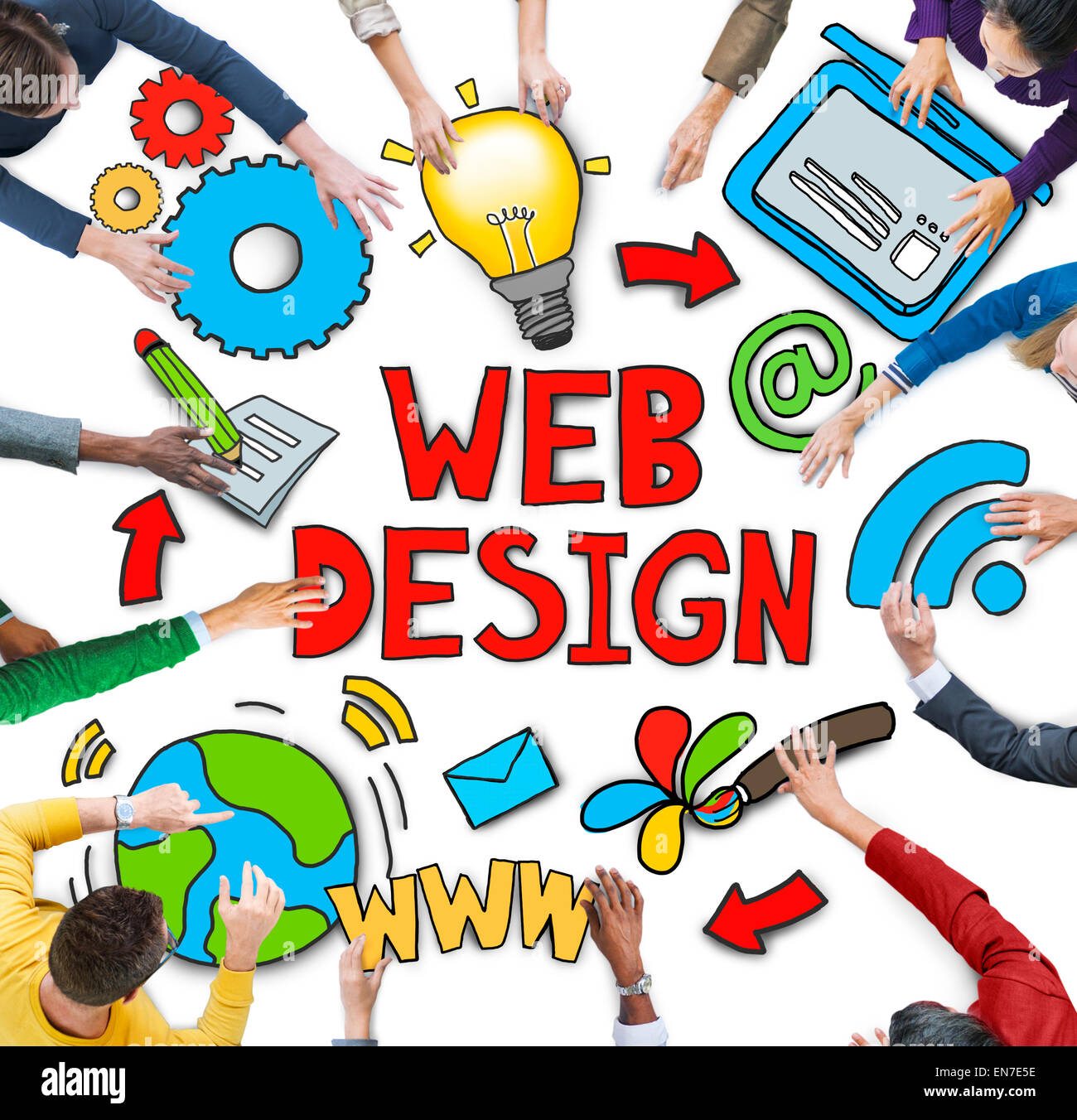 Group of Diverse People Discussing about Web Design Stock Photo - Alamy