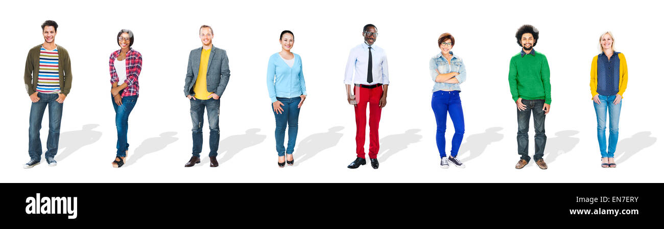 Group of People Standing in a Row Stock Photo - Alamy