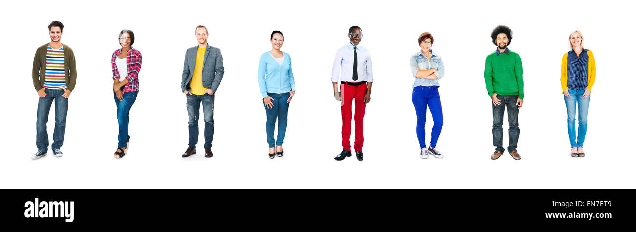 Group of People Standing in a Row Stock Photo - Alamy