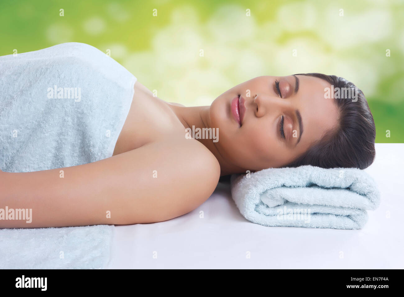 Woman relaxing in spa Stock Photo - Alamy