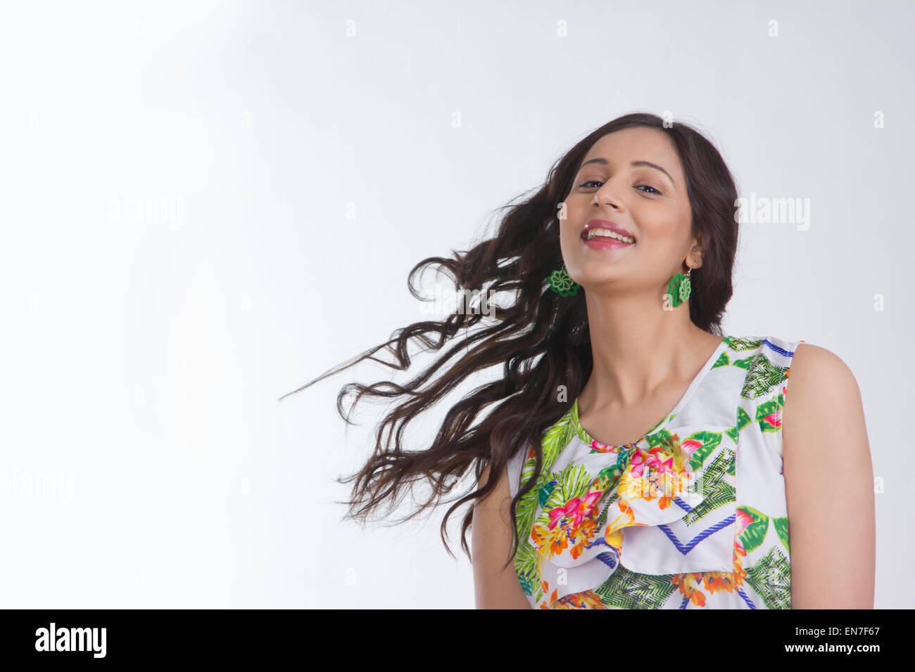 Portrait of woman smiling Stock Photo - Alamy