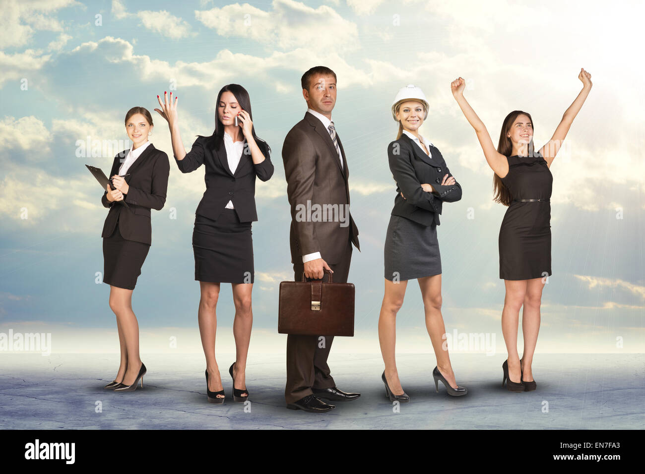 Business people with leader profile on foreground Stock Photo - Alamy