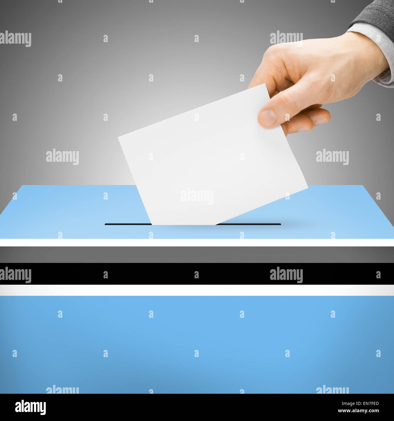 Ballot box painted into national flag colors - Botswana Stock Photo - Alamy