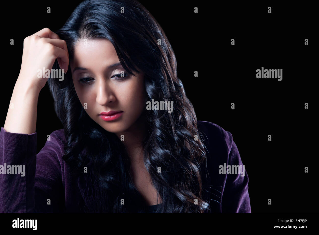 Young woman sad Stock Photo - Alamy