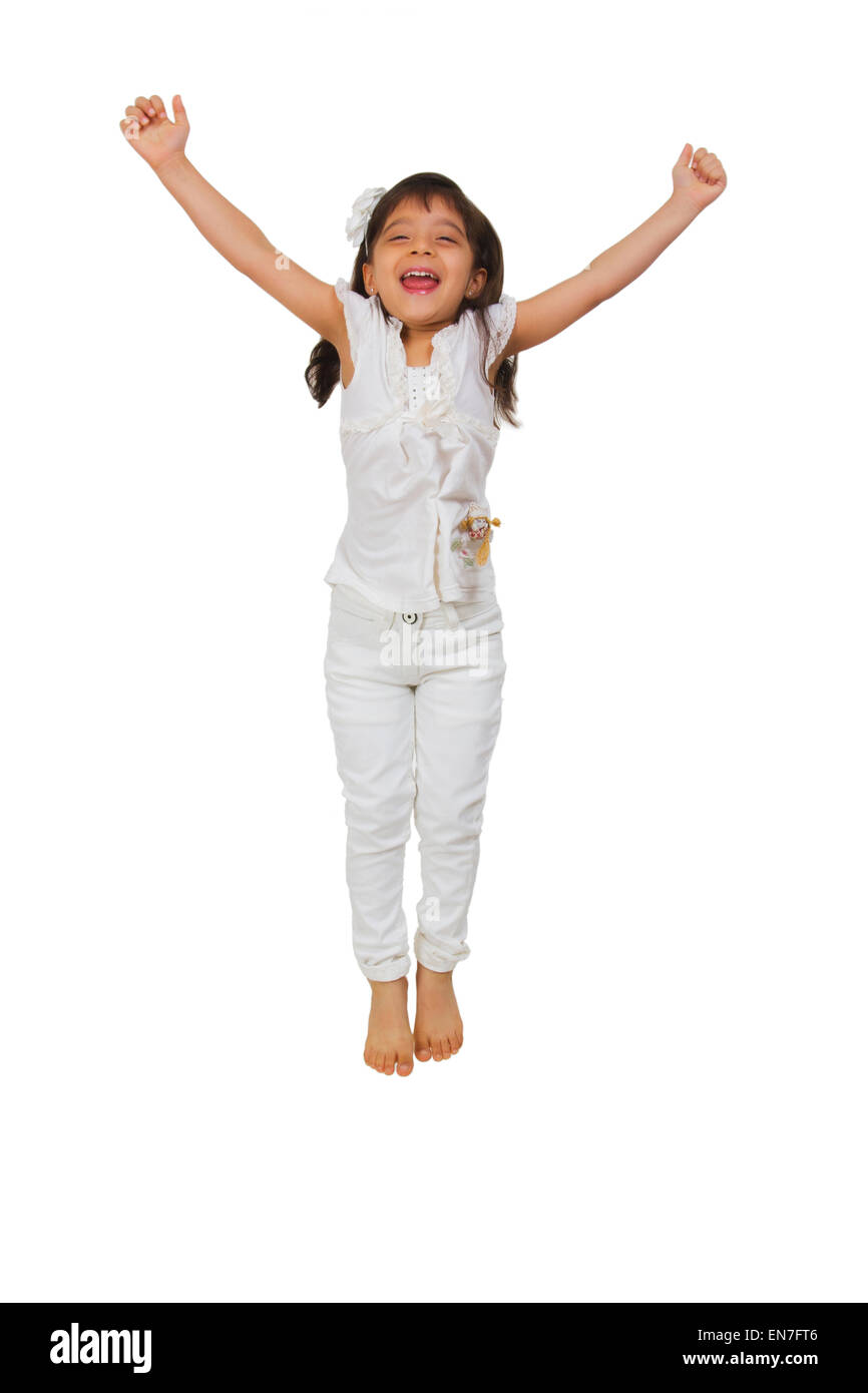 Little girl jumping in the air Stock Photo - Alamy