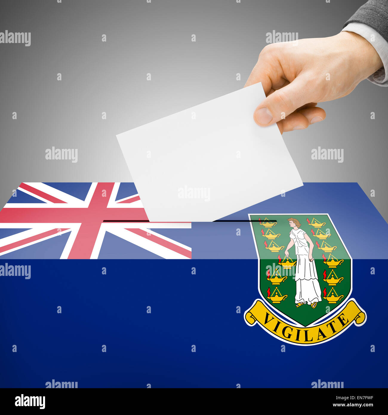 Ballot box painted into national flag colors - British Virgin Islands ...
