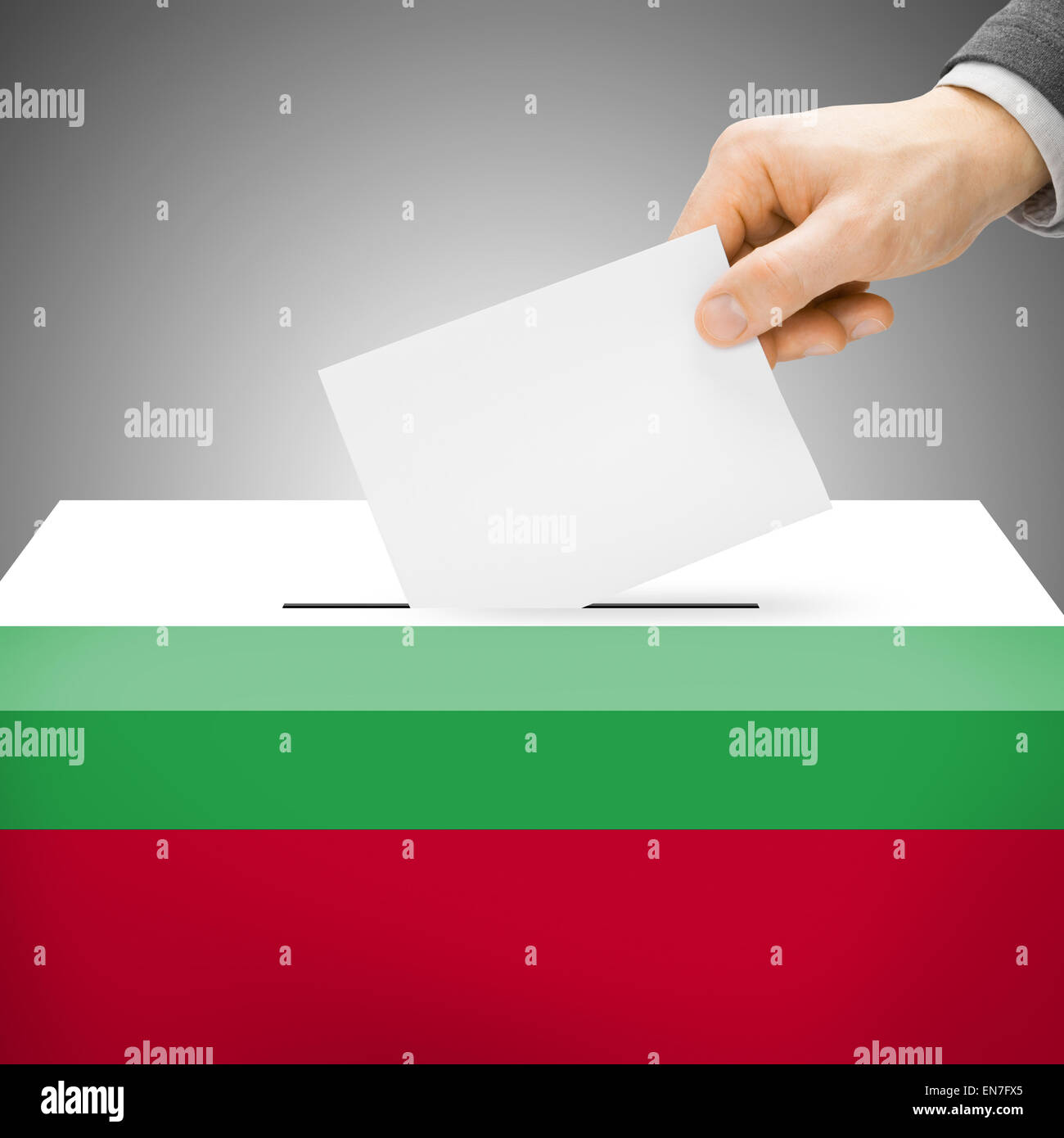 Ballot box painted into national flag colors - Bulgaria Stock Photo - Alamy