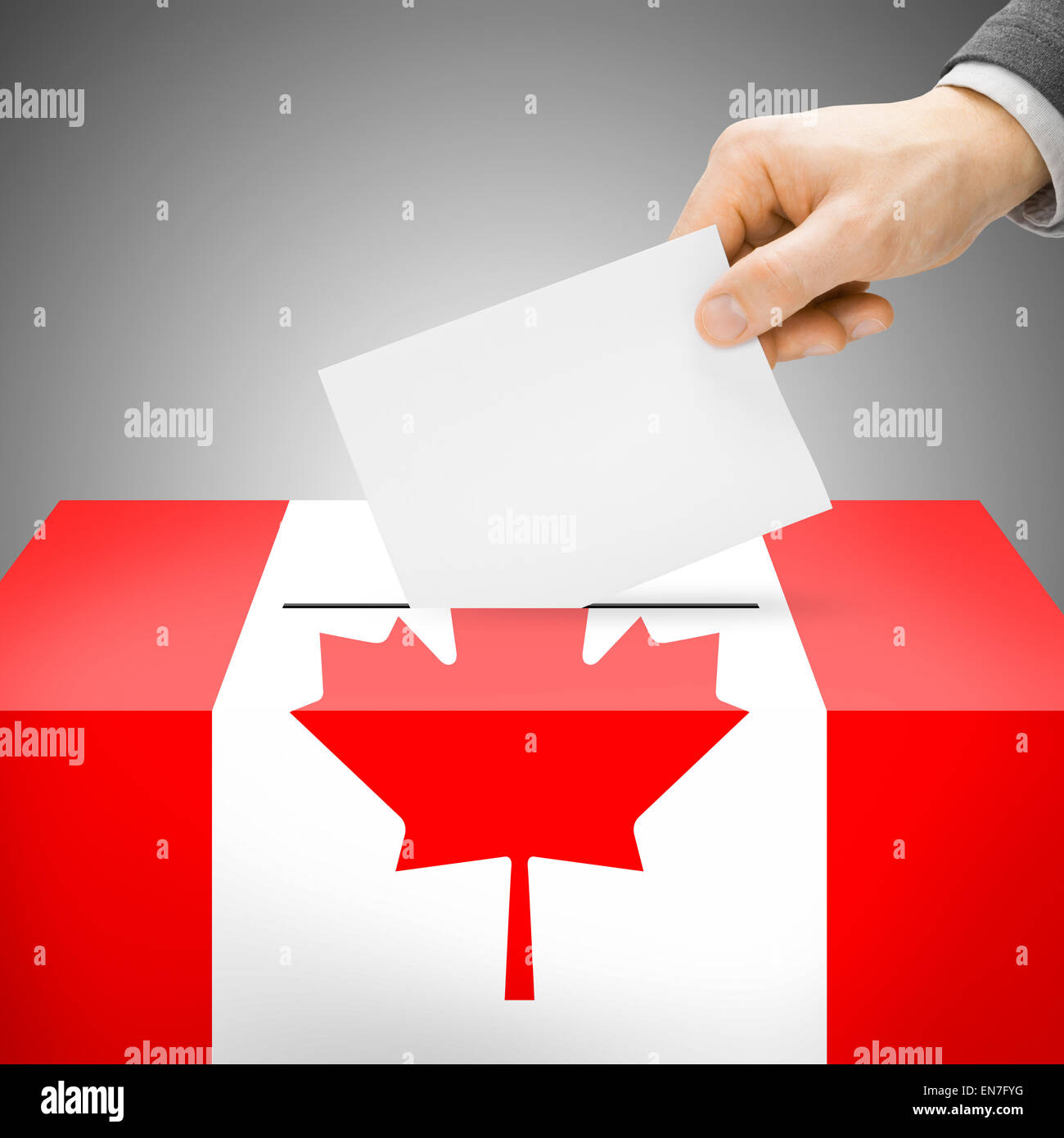 Ballot box painted into national flag colors - Canada Stock Photo - Alamy