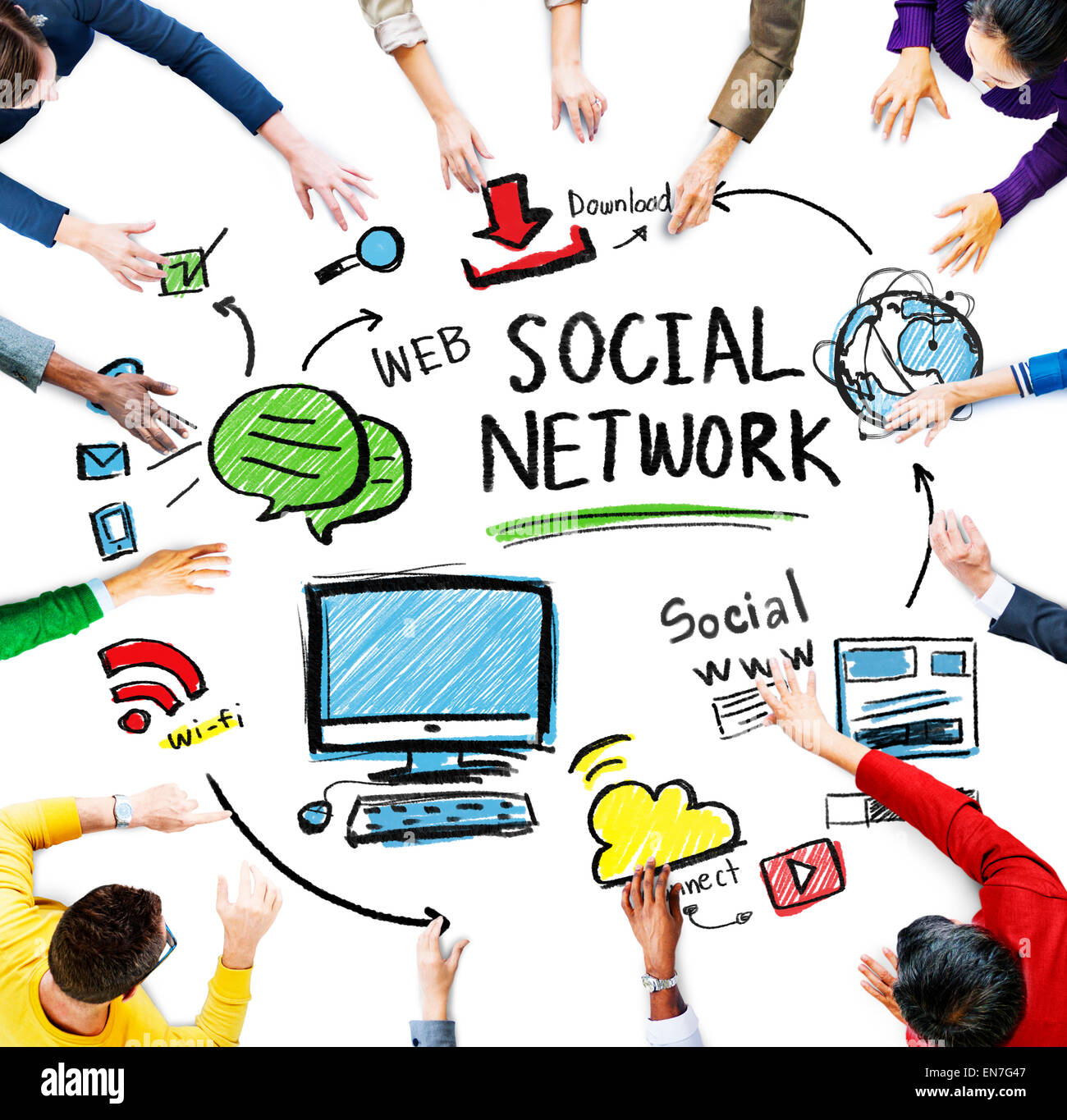 Social Network Social Media People Meeting Teamwork Concept Stock Photo ...