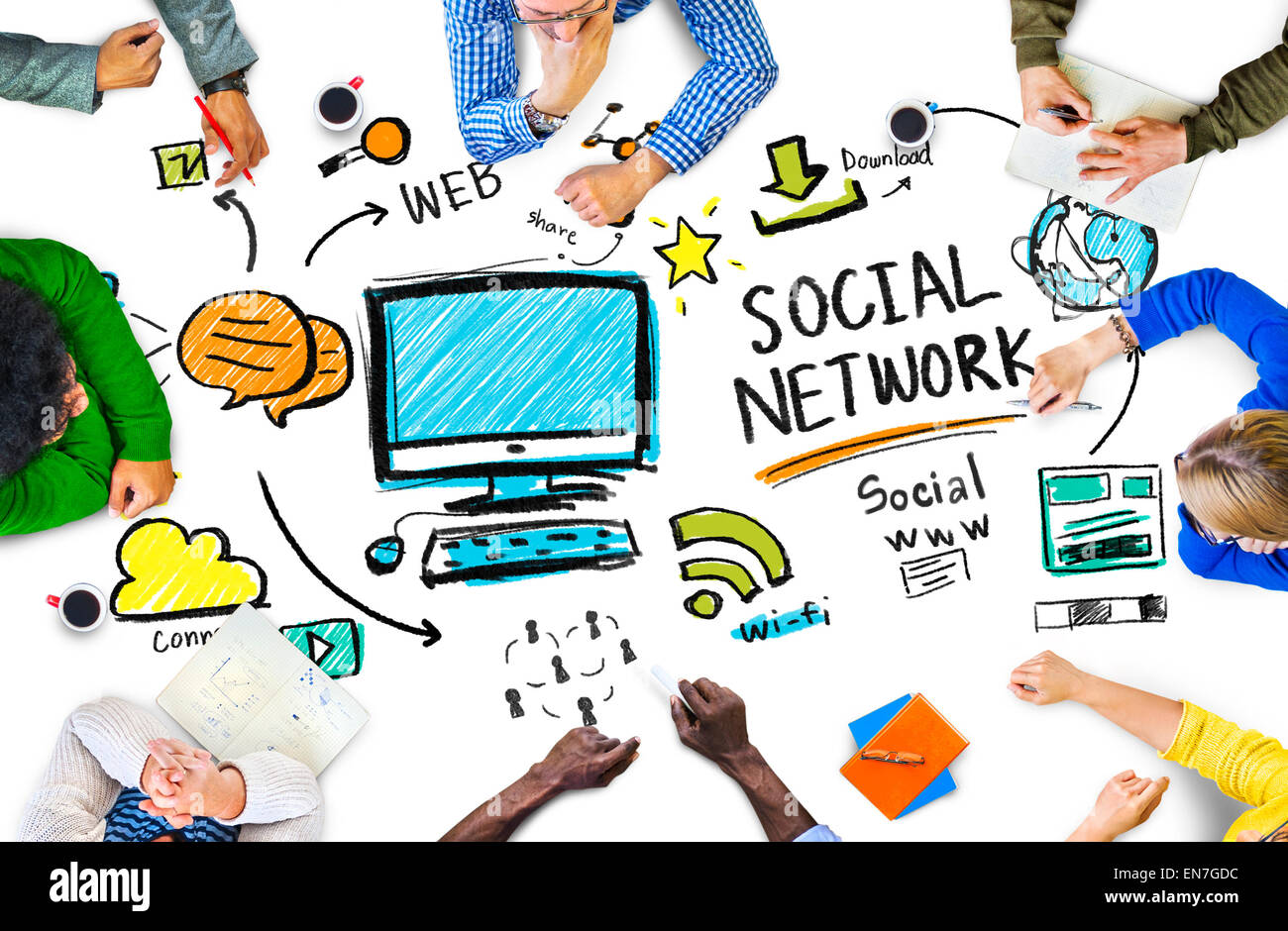 Social Network Social Media People Meeting Communication Concept Stock ...
