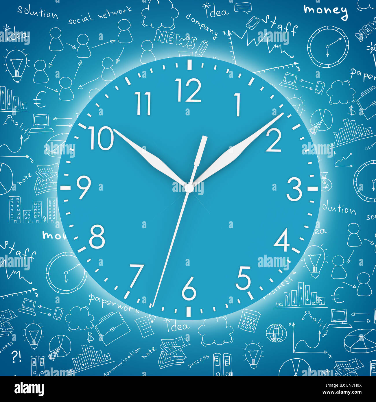 Blue round clock Stock Photo - Alamy