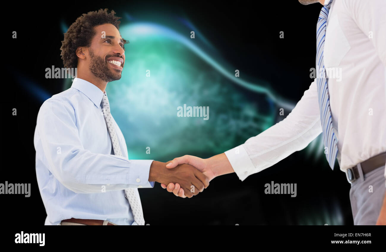Business partners handshake glowing light hi-res stock photography and images - Alamy