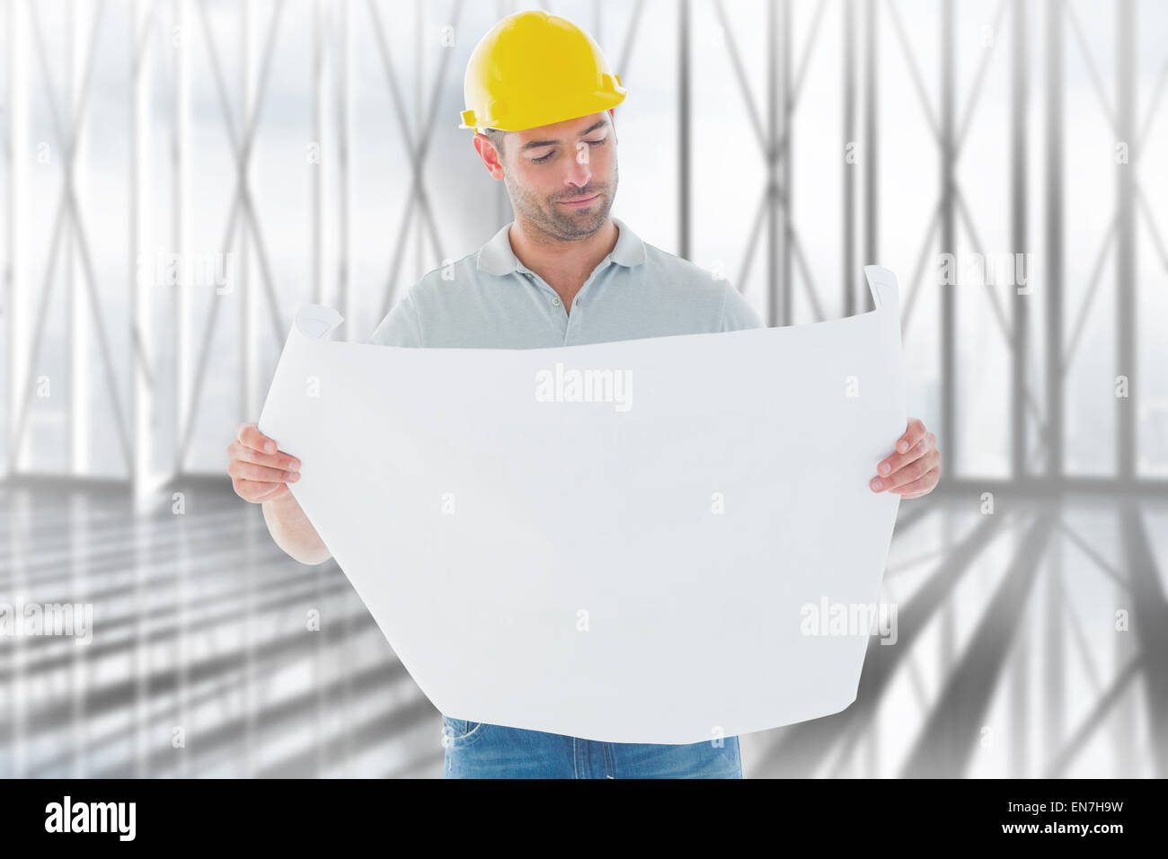 Worker reading construction plan hi-res stock photography and images ...