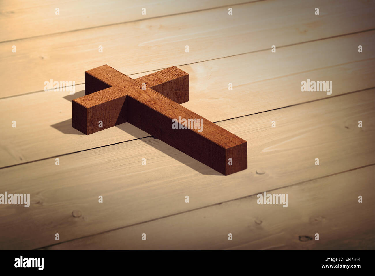 Composite image of wooden cross Stock Photo - Alamy