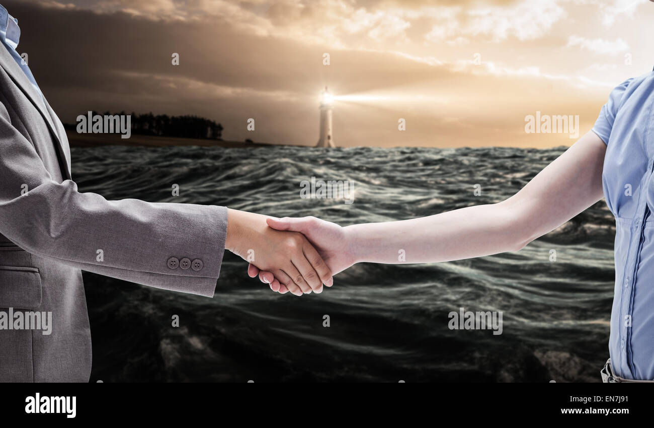 Computer handshake woman hi-res stock photography and images - Alamy
