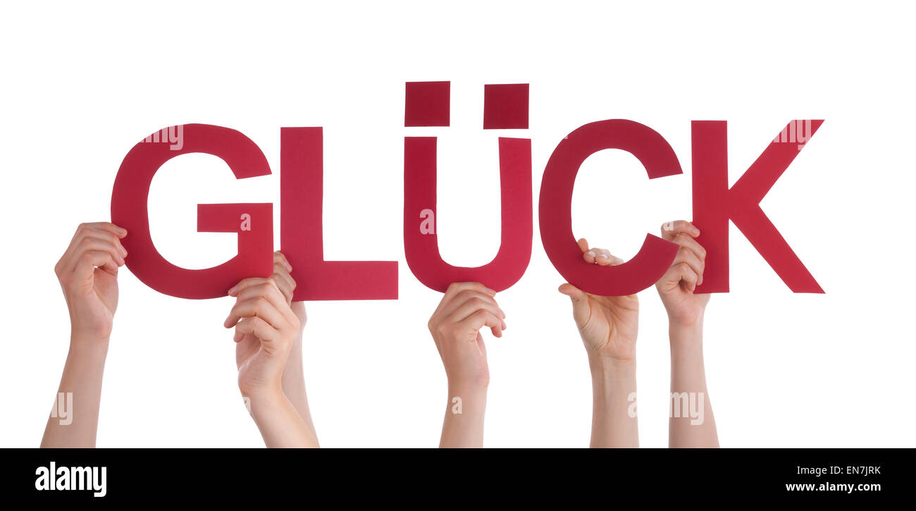 People Holding Straight Word Glueck Means Luck Stock Photo - Alamy