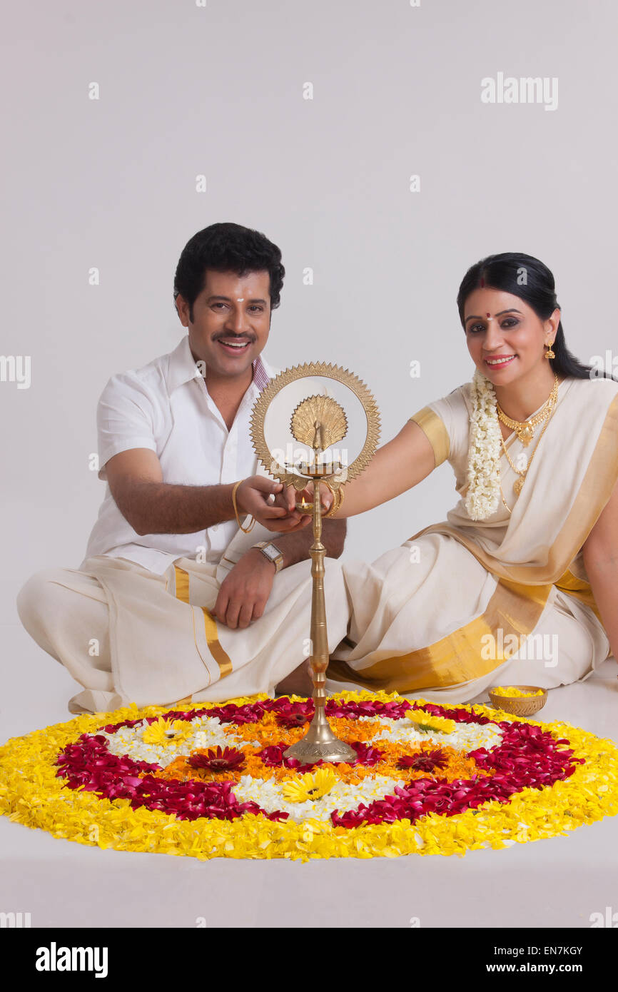 Couple celebrating Onam Stock Photo - Alamy