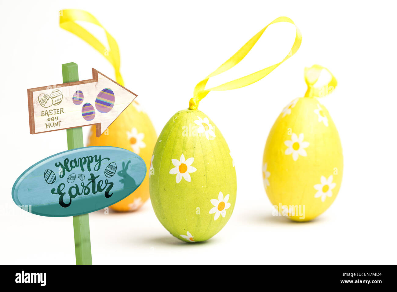 Composite image of easter egg hunt sign Stock Photo - Alamy