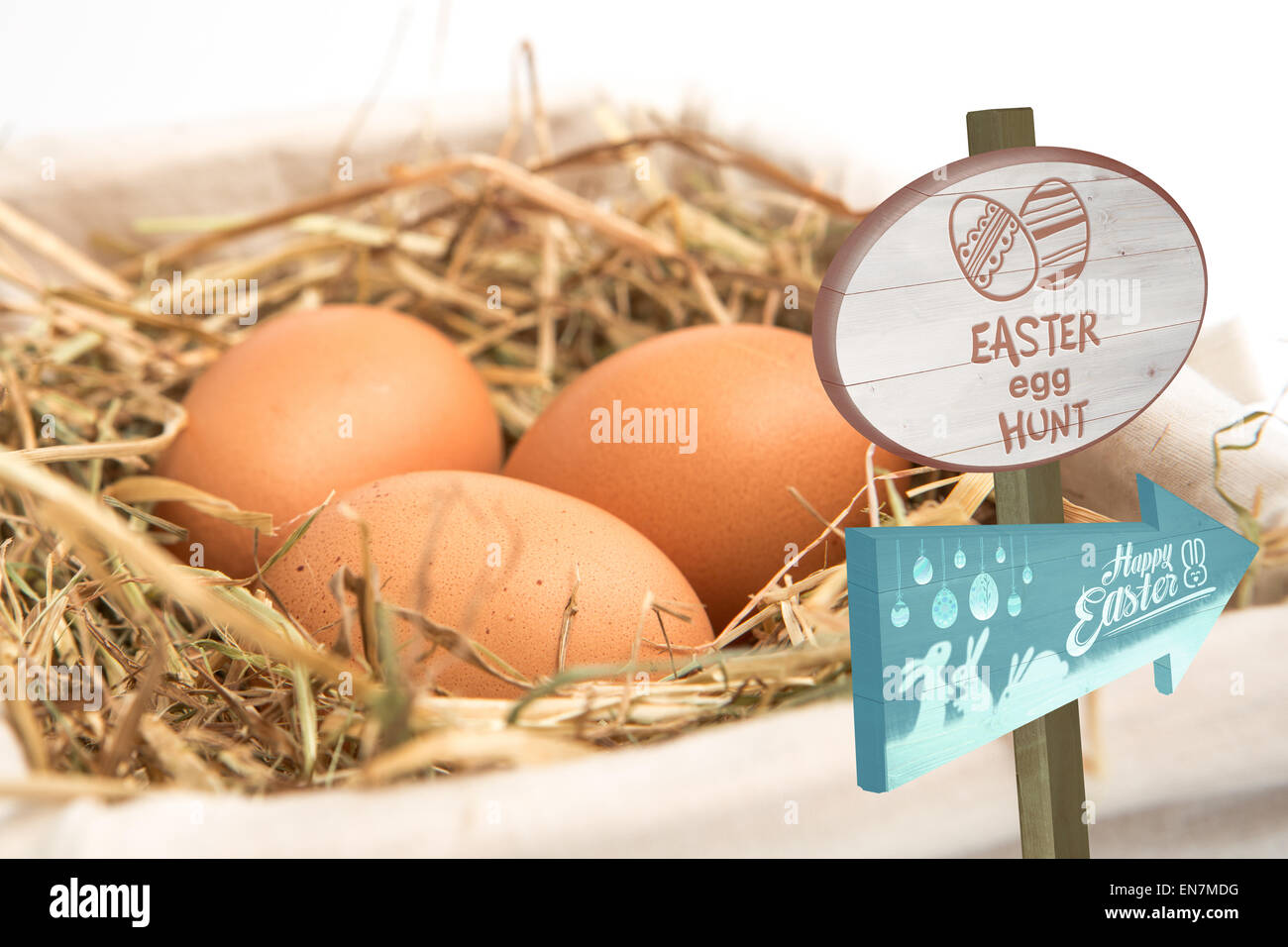 Composite image of easter egg hunt sign Stock Photo - Alamy