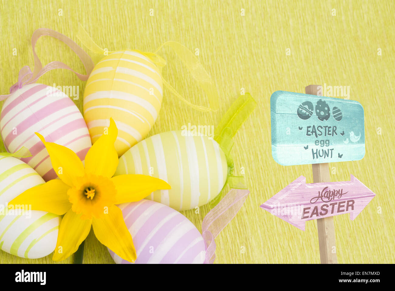Composite image of easter egg hunt sign Stock Photo - Alamy