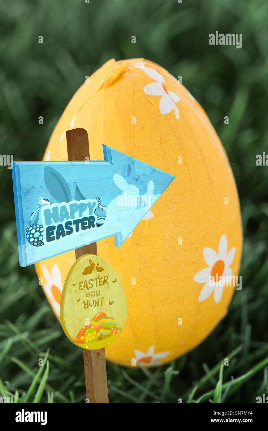 Composite image of easter egg hunt sign Stock Photo - Alamy