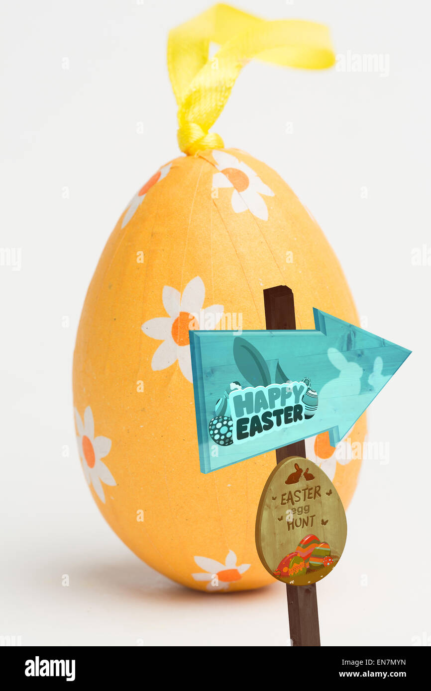 Composite image of easter egg hunt sign Stock Photo - Alamy