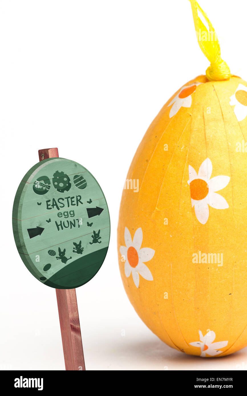 Composite image of easter egg hunt sign Stock Photo - Alamy