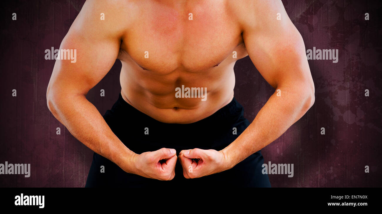 Composite image of bodybuilder flexing Stock Photo - Alamy