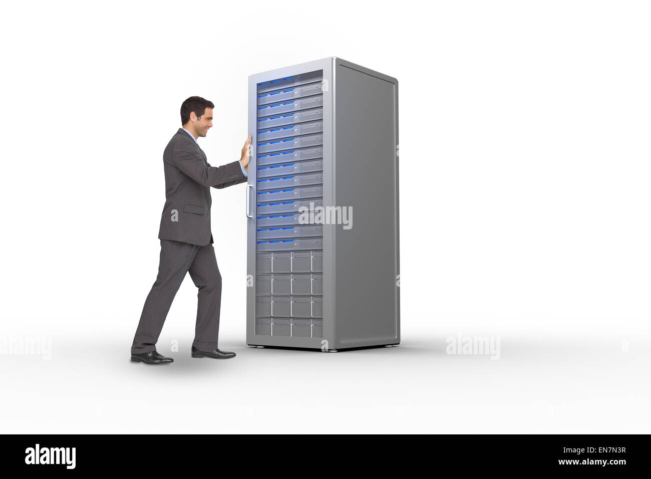 Composite image of businessman pushing Stock Photo - Alamy