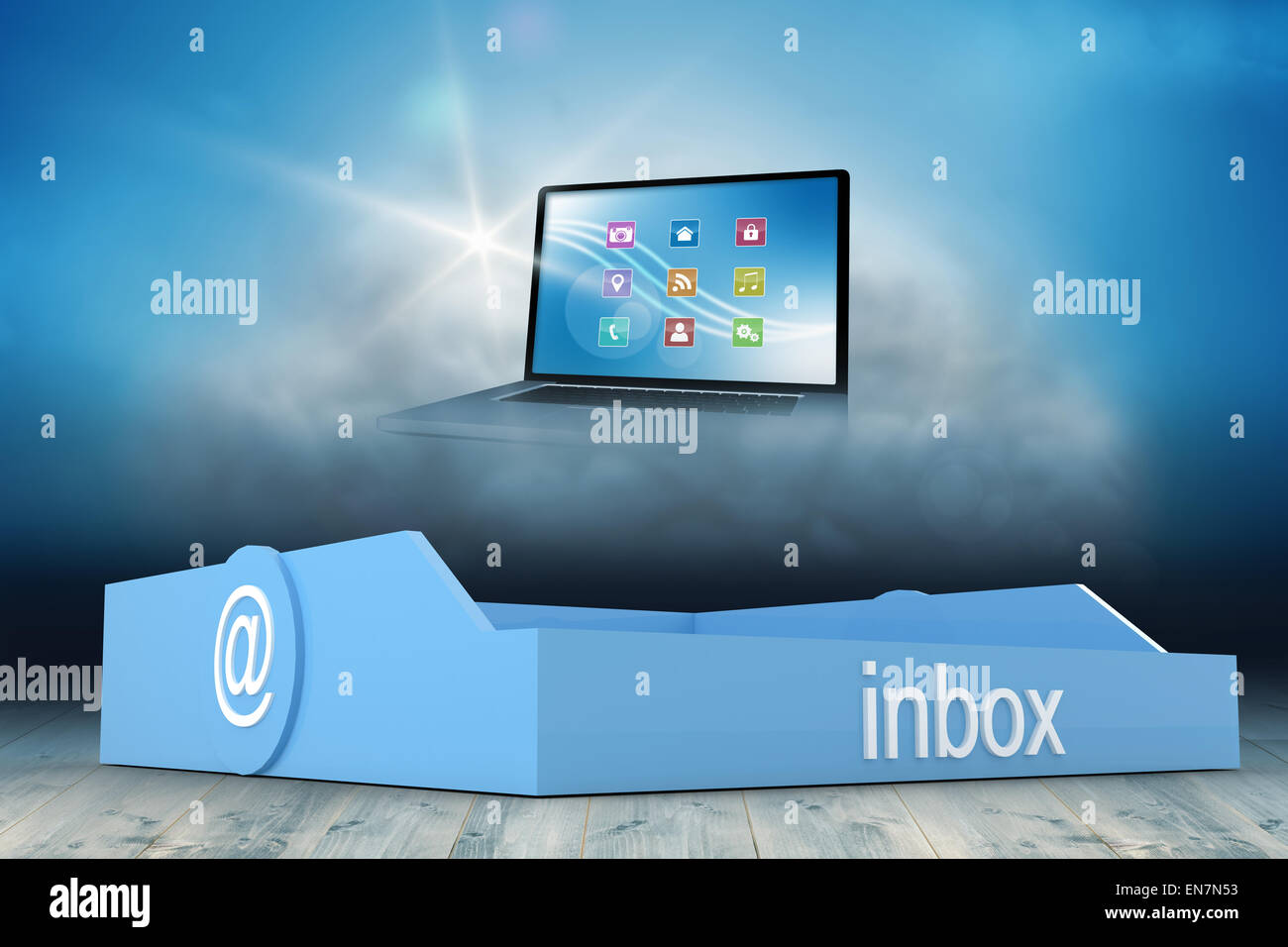 Composite image of blue inbox Stock Photo - Alamy