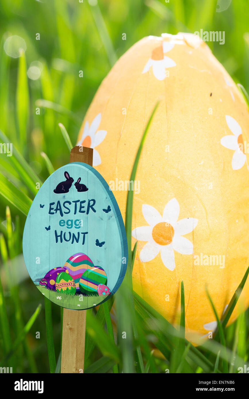 Composite image of easter egg hunt sign Stock Photo - Alamy