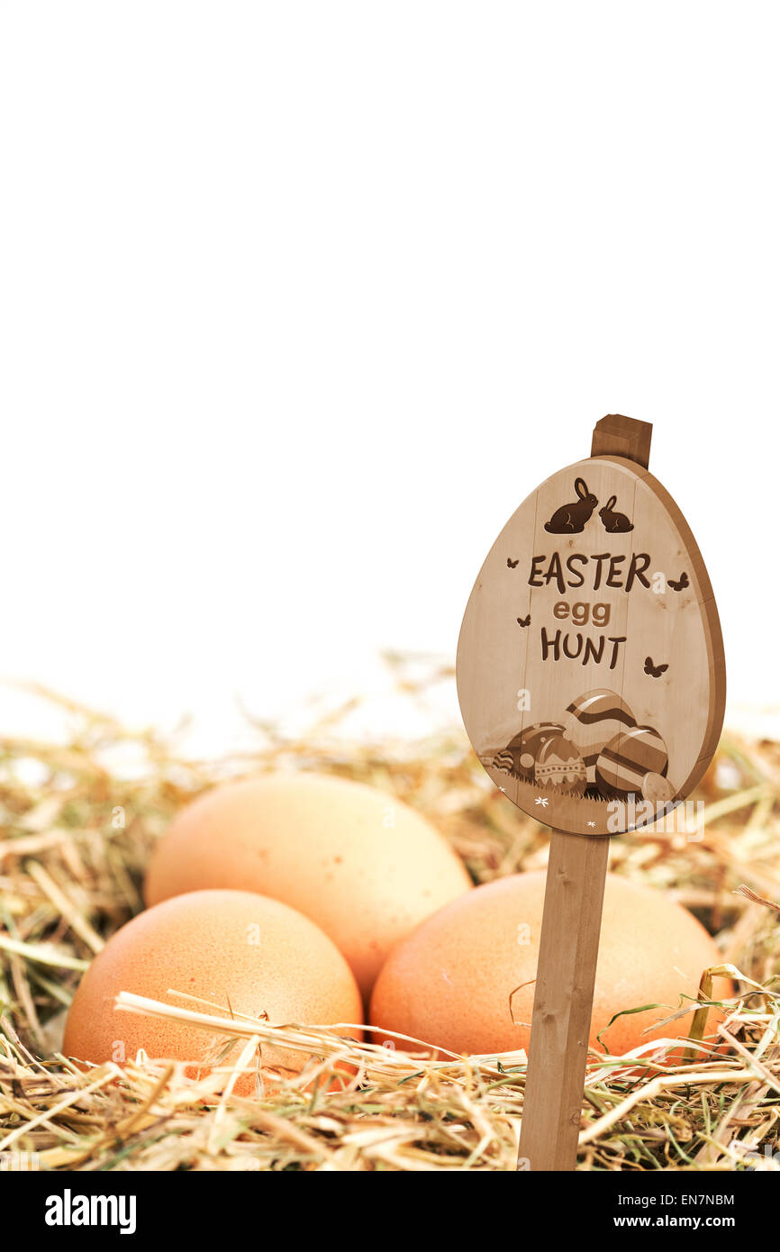 Composite image of easter egg hunt sign Stock Photo - Alamy