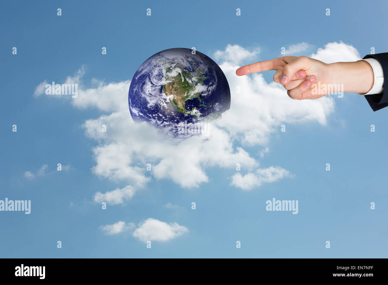 Composite image of hand pointing Stock Photo - Alamy